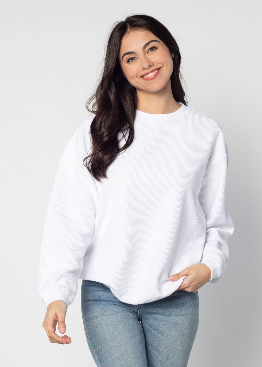 Women's Corded Crew Sweatshirt | chicka-d